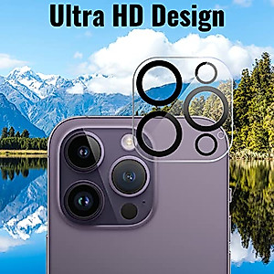 NEEPART [3+3 Pack] Screen Protector for iPhone 14 Pro Max 3 Pack Privacy Screen Protector + 3 Pack Camera Lens Protector; Sensor Protection, Dynamic Island Compatible, 9H Anti Spy Private Tempered Glass Film, Anti-Scratch, Case Friendly