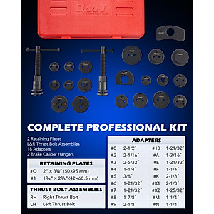 Orion Motor Tech Disc Brake Pad and Caliper Service Tool Kit | Professional Disc Brake Caliper Compression Tool Kit | Universal Disc Brake Caliper and Piston Wind Back Tool Set with Case