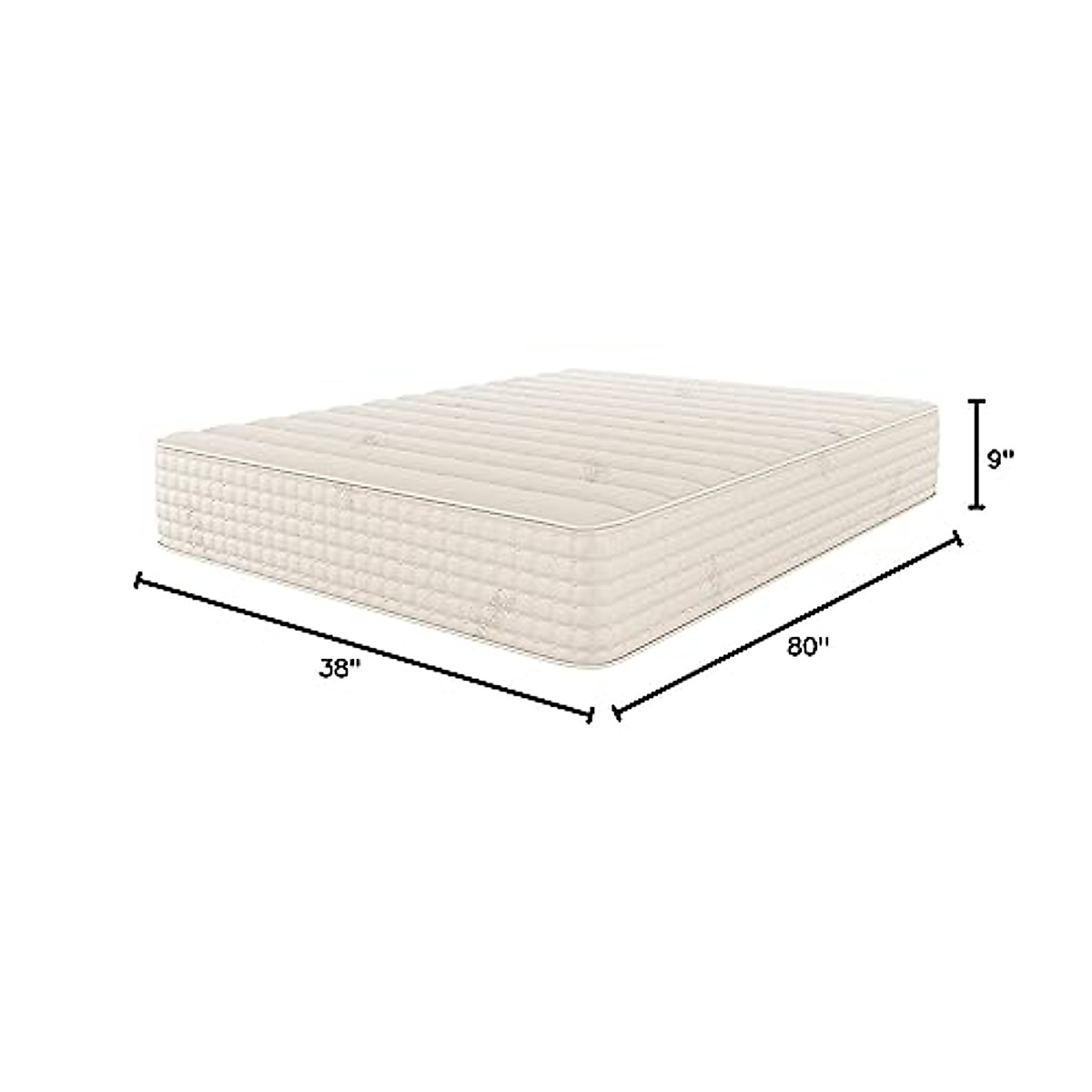 Latex for Less 2-Sided Natural Latex Mattress 9" | Natural Latex, Organic Cotton and Pure, Natural Wool | Handcrafted in The USA | GOTS Certified Organic Cotton | Natural Wool | Full
