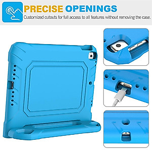 SUPLIK Kids Case for iPad 9th/8th/7th Generation(10.2 inch, 2021/2020/2019), iPad 10.2 Case with Screen Protector, Durable Shockproof Protective Handle Stand Case for Apple iPad Gen 9/8/7, Blue