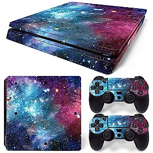 DOMILINA Blue Galaxy Skin Set Vinyl Decal Sticker for Console and Controllers