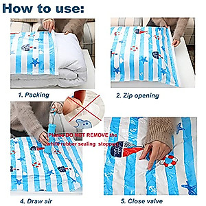 Vacuum Storage Bags Space Saving Bags for Comforters Clothes Pillow Bedding Blanket Storage, Free Travel Hand Pump Included, Double Zip Lock Seal & Leak Valve (4 Pack Medium - 28 * 20 inches)