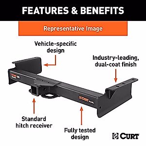 CURT 15300 Xtra Duty Class 5 Trailer Hitch, 2-In Receiver, Compatible with Select Dodge D-Series, Ram Trucks, Ford Bronco, F-Series