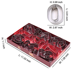 Sandwich Cookie Cutter Set, Fubarbar 3 inch Number 0 1 2 3 4 5 6 7 8 Shapes Cutter Large Metal Numbers Fondant Cutters Mold, Stainless Steel Biscuits Mold Halloween Christmas Supplies