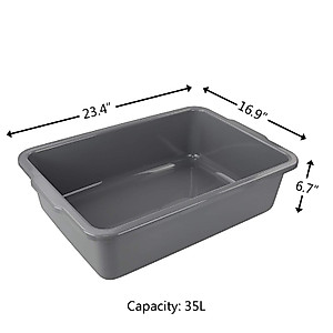 Eagrye 4-Pack Large Bus Tubs, Commercial Tote Box, Plastic Bus Box, 32 L, Grey