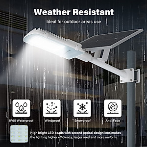 Gebosun Solar Street Light, 100W Outdoor Solar Led Street Lights, Work from Dusk to Dawn, 8600LM, 6000K, IP65 Waterproof, Wall-Mounted & Pole-Mounted for Pathway, Driveway, Swimming Pool, Garden