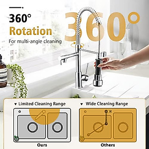 Totopia Pull Down Kitchen Faucet, Stainless Steel Kitchen Sink Faucet with Sprayer, 2-spout, Single-Handle Control, High Arc Spring Design, Easy Installation,Brushed Nickel