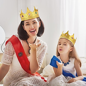 Tytroy Regal King Queen Prince Princess Gold Jeweled Plastic Crown for CostumeParty Birthday Halloween Theater Celebration Anniversary Parade Festival Carnival Mardi Gras or Home Business Decoration