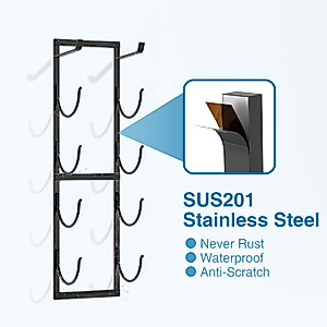 Josmimic Towel Rack for Rolled Towels: 5 Tier Towel Holder Wall Mounted in Bathroom - Matted Black 25.6 Inch