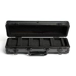 RIGICASE Aluminum 5 slots Hard men's watch box case, Luxury watch display storage organizer box with soft foam pillows snug fit all size watches up to 60mm face