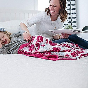 GRACED SOFT LUXURIES Softest Gentle Large Muslin Quilt, 47" x 47" Muslin Baby Receiving Blanket (Peony Paradise)