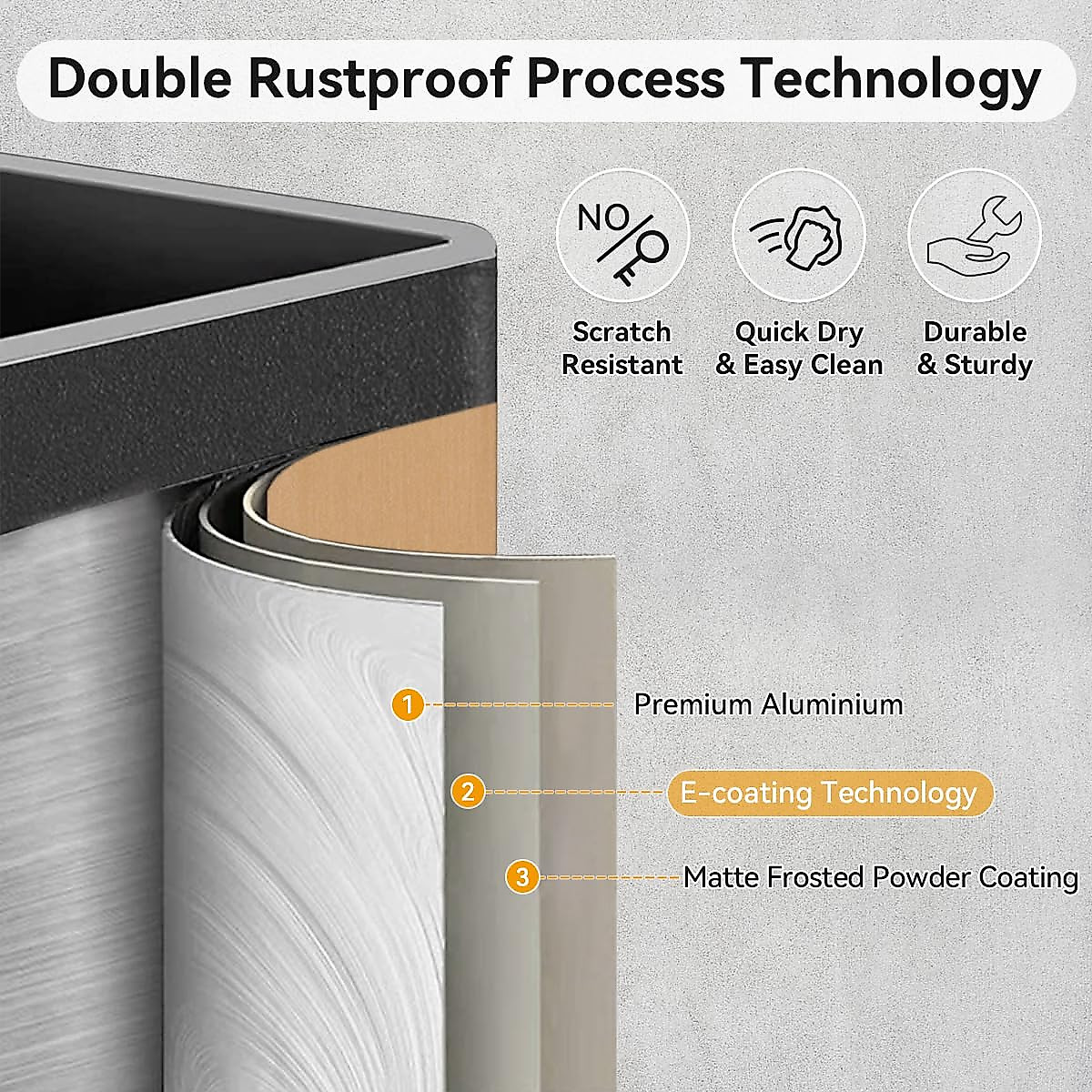 Haquatisol Outdoor Dining Table for 8 Person, Patio 75“ Rectangular Aluminum Metal Long Table with Woodlike Tabletop for Garden, Lawn, Yard