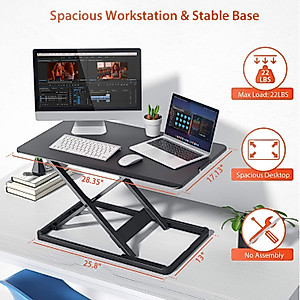 ErGear Standing Desk Converter Height Adjustable Stand Up Desktop Riser, 28" Ergonomic Gas Spring Sit to Stand Workstation for Laptop and Monitor Home Office (EGSSD4)