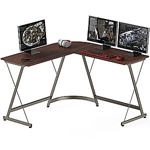 SHW Corner Home Office Desk, Walnut