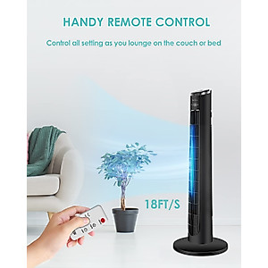 Portable Electric Oscillating Tower Fan with 12H Timer, LED Display and Remote Control 36‘’Quiet Bladeless Fan with 3 Modes for Bedroom, Living Rooms and Office use