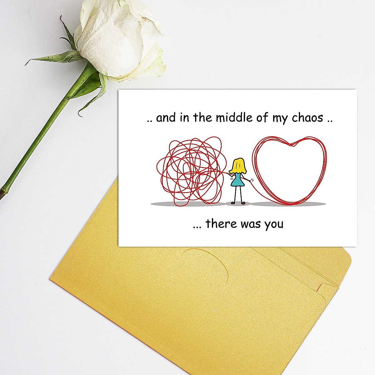 Supoeguk Appreciation Card for Girlfriend Wife, Friendship Card for Women Friend, There Was You in The Middle Of My Chaos