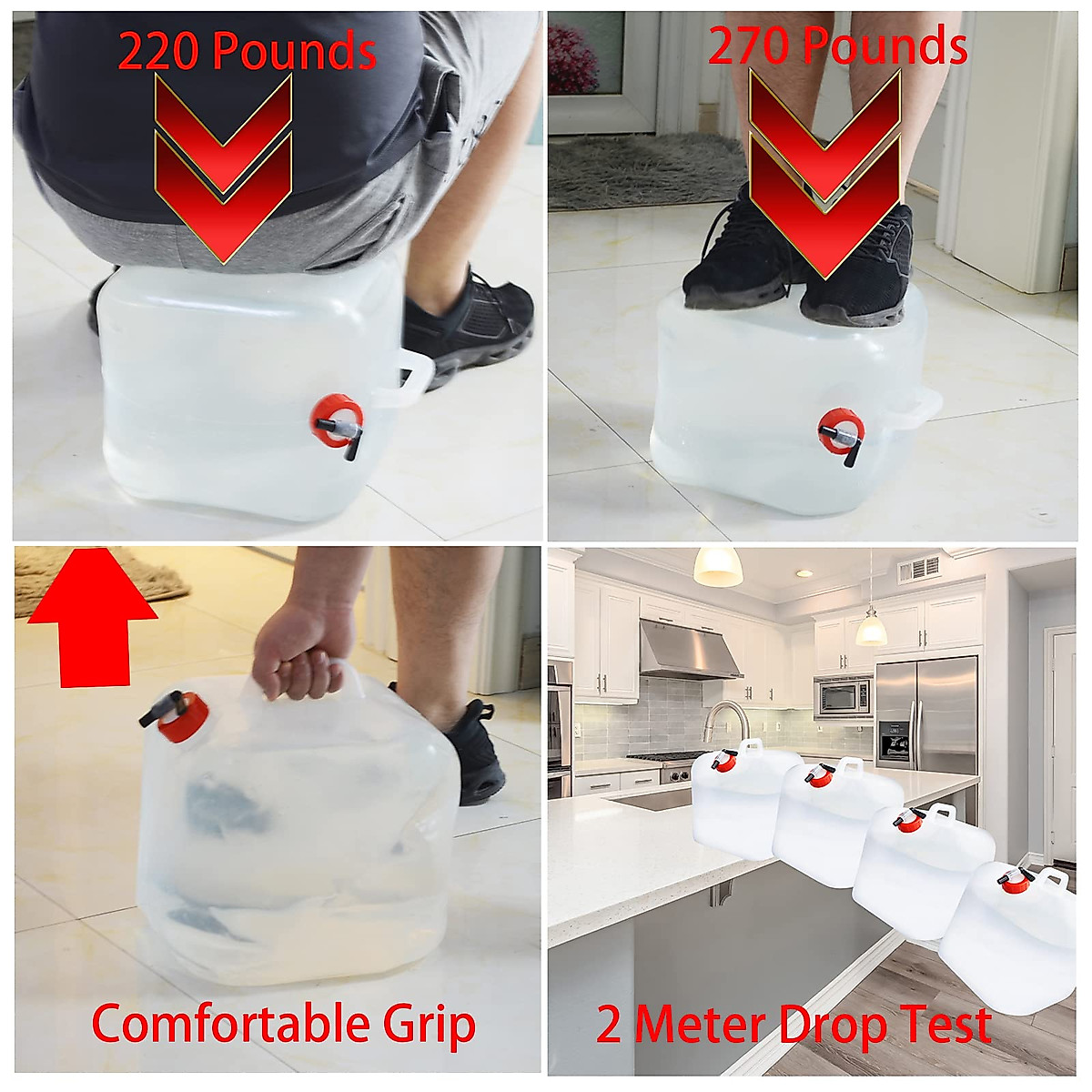 WMXWAN 80gallon(300litres) Water Storage Containers, Emergency Water Storage 15pcs×5.3gallon/20l，Collapsible Water Containers, BPA Free 5Gallon Water Jug Water Tank with Spigot For Fishing, Camping.