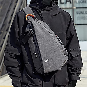 WISEPACK Sling Bag for Men Women,Crossbody Bag Men Shoulder Bag Sling Small Backpack Chest Bags One Strap Backpack Side Bags for Hiking Walking Biking Travel Cycling with USB Charger Port Grey