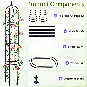 Trellis for Climbing Plants Outdoor, deaunbr Garden Plant Support Tall Tower Obelisk Vine Cages Plastic Coated Rustproof Metal Pipe Supports for Outdoor Indoor, Potted Plants, Tomato, Rose - 1 Pack