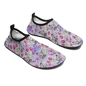 Water Shoes Unicorn Pink Roses Yoga Socks Beach Swim Surf Sports Shoes for Women Men 9/10women,7/8men