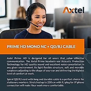 Axtel Bundle Prime Mono with AXC-04 Cable | Noise Cancellation - Compatible with Cisco 6900, 7800, 7900, 8800, 8900, 9900 Series Phones