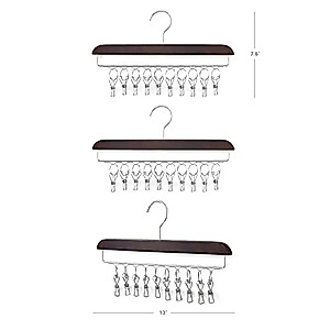 Mkono Hat Organizer Hanger for Closet Set of 3 Wooden Hat Racks for Baseball Caps with 30 Stainless Steel Clips, Baseball Hat Organizer Holder for Closet Storage, Fits All Caps, 3 Pieces