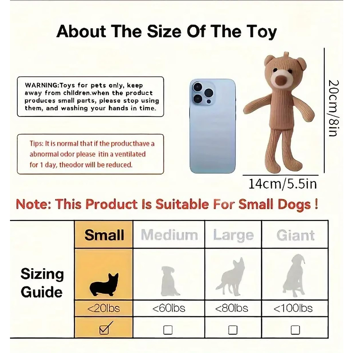 Squeaky Bear Dog Toys, Durable Plush Chew Cute Toy for Small or Medium Breeds, Set of 2, Bear Figures, Dog's Besties, Interactive Bear Animals, Promotes Dental Health and Hygiene (Brown and Beige)