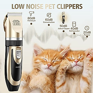 Juboo Dog Clippers Low Noise Professional Rechargeable Cordless Quiet Dog Grooming Kit for Cats Pets