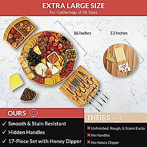 Large Round Charcuterie Board Set - 16 In, Round Cheese Board and Knife Set, Large Charcuterie Board, Round Cheese Board, Charcuterie Boards Extra Large, Wood Charcuterie Board Round, Charcuterie Tray