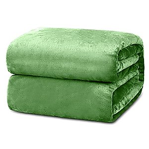 Hannah Linen King Fleece Blanket - Super Soft Plush Throw Blanket for Bed - Warm & Cozy Large Microfiber Throw Blanket for Sofa & Couch (108 x 90, Green)