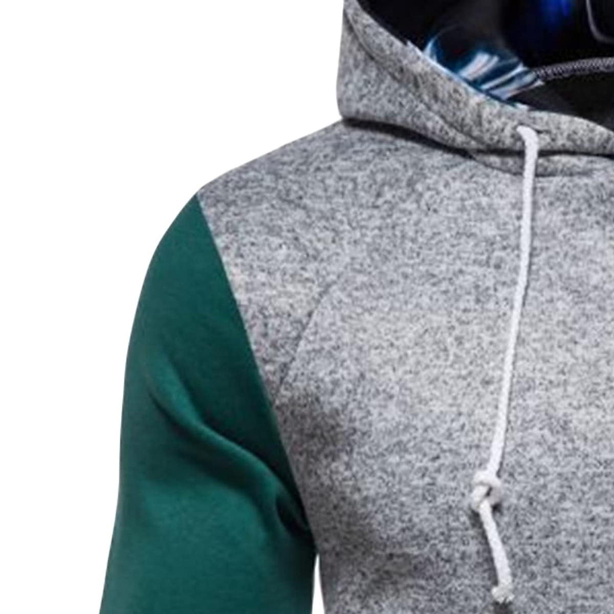 Maiyifu-GJ Men Casual Colorblock Pullover Hoodies Long Sleeve Patchwork Drawstring Hoodie Casual Slim Fit Hooded Sweatshirt (Light Grey,3X-Large)