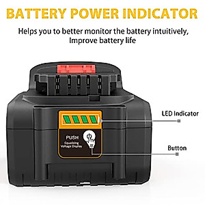 2-Pack 6.0Ah Replacement Battery for Dewalt 20V Battery DCB206 DCB204 DCB204-2 DCB203 DCB201 DCB200 DCB207 DCB208 DCB210, Compatible with 5.0Ah/10.0Ah Dewalt 20V Max Battery and Dewalt 20 Volt Tools