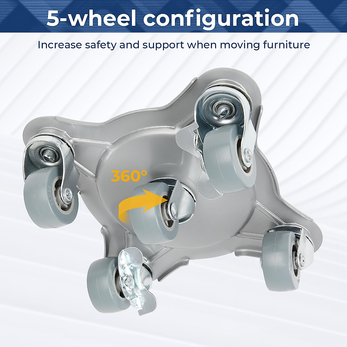 GCCSJ Furniture Dolly, 5 Wheels with Silicone Anti Slip Sleeve, 360° Rotation with Brake Holding 3086 LB Load Capacity, Flexible Mobility Furniture Lifter, Suitable for Moving Heavy Appliances