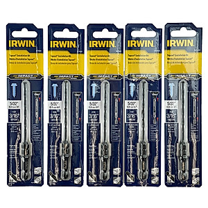 Irwin Tools 5/32" X 5" Drill Bit for 3/16" Concrete Screw Installation, 1/4 Inch Impact Gun Ready (5 Pack)