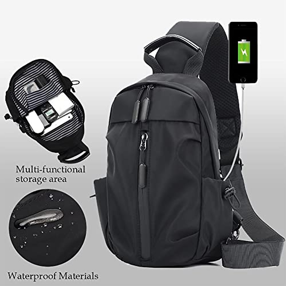 Honebear Crossbody Sling Backpack Sling Bag Sling Crossbody Backpack Shoulder Bag for Men Women, Lightweight One Strap Backpack Sling Bag