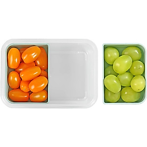 carrotez Food Storage Containers 2 Compartment, Meal Prep Container, Lunch Containers, Portion Control Container, BPA Free, Airtight Lids, Reusable, Snack Containers, 2 Cup (480ml)