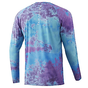 HUK Men's Pattern Pursuit Long Sleeve Performance Fishing Shirt, Ice Blue, 3X-Large