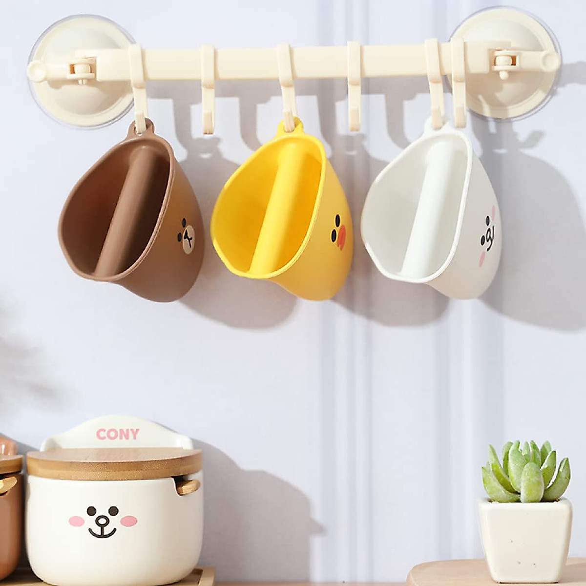 KOWVOWZ Novelty Cute Pinch Grips Oven Mitts Finger Protector Silicon Anti Heating Brown Cony Sally Kawaii (CONY)