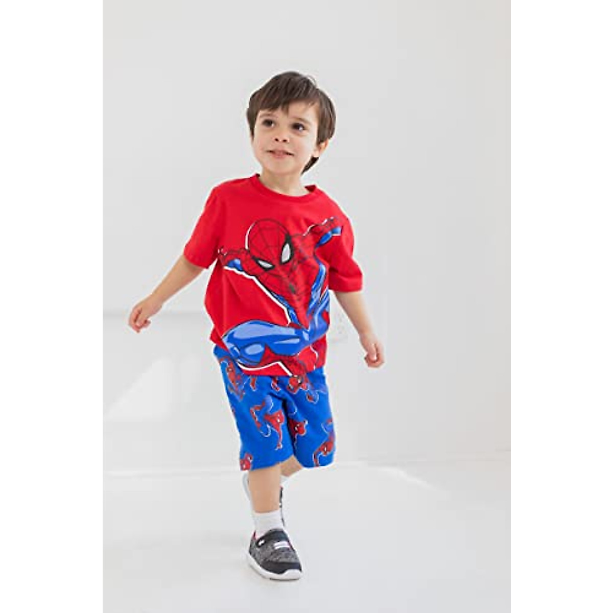 Marvel Avengers Spider-Man Little Boys T-Shirt French Terry Shorts Blue/Red 7-8