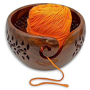 Revolution Fibers Premium"Victoria" Yarn Bowl for Knitting, Crochet, Sewing & Crafts | Portable and Beautifully Handcrafted Rosewood Yarn Bowl for Your Projects