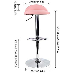 KKTONER PU Leather Round Bar Stool with Back Rest Height Adjustable Swivel Pub Chair Home Kitchen Bar stools Backless Stool with Footrest (Pink)