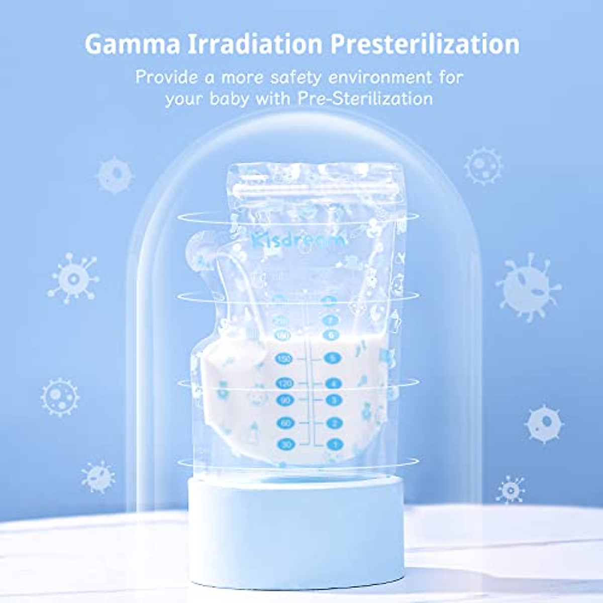 Breastmilk Storage Bags & Container Spout & Thickened Design with Large Capacity 8 OZ, 100 Count Storage Milk Bags for Easy Labeling, Space Saving & Pre-Sterilized Without BPA