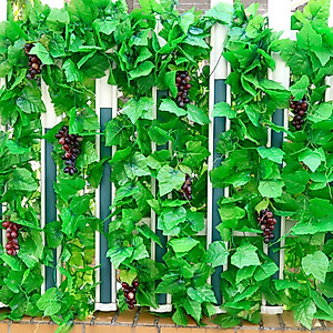 ASkinds 5Pcs Artificial Grapes Vines Leaves Hanging Grapes Rattan Leaves Fruit Grapevines Rattan Artificial Greenery Garland for Home Garden Wedding Party Decoration