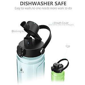 ALIENSX Spout Lid for Wide Mouth Water Bottles, Ideal Chug Cap for Hydro Flask Rambler 12/16/18/32/40/64 oz and Yeti Yonder 20/25/34/50 oz, Replacement Lids with Push Button and Flexible Handle