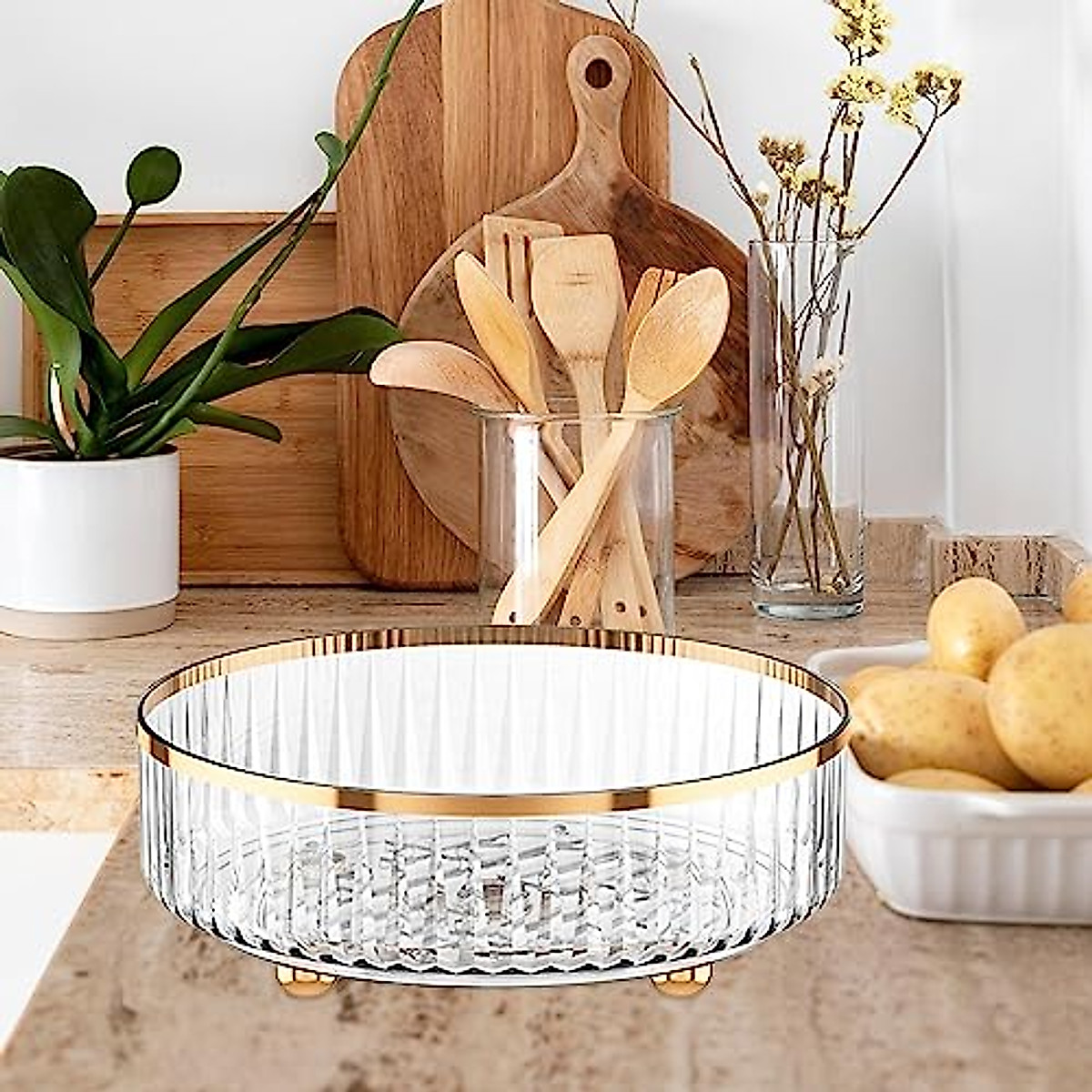 Baoblaze Lazy Susans Turntable Turntable Cabinet Organizer Multifunctional Non Skid Rotatable Spice Rack Rotating Tray for Fridge Pantry Kitchen