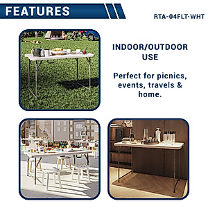 Techni Home Height Adjustable 4 FT Granite White Folding Table – Premium 4 Foot Folding Table Ideal for Camping, Picnic, Party or as Kids Table