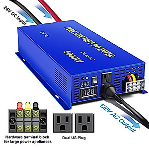 XYZ INVT 5000 Watt Pure Sine Wave Inverter 24V DC to AC 110V 120V, 5000W Power Inverter Surge 10000W Power Converter for Solar System. (5000W 24V)