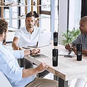 Rtteri 6 Pcs Employee Appreciation Gifts Bulk Thank You Tumblers Gifts for Women 16oz Inspirational Plastic Skinny Tumblers with Lids for Women Men Secretaries Teacher Coworker(Black, Motivational)