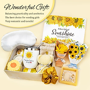 Birthday Gifts for Women, Sunflower Self Care Package Christmas Gifts, Sending Get Well Soon Sympathy Gifts Basket Unique Relaxation Spa Gifts Box for Women, Her, Sister, Mom, Best Friends