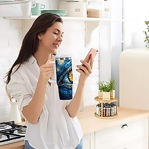 RPLIFE Beautiful Eye Style Blue Tumbler, Stainless Steel Mug, Cups with Lids and Straws